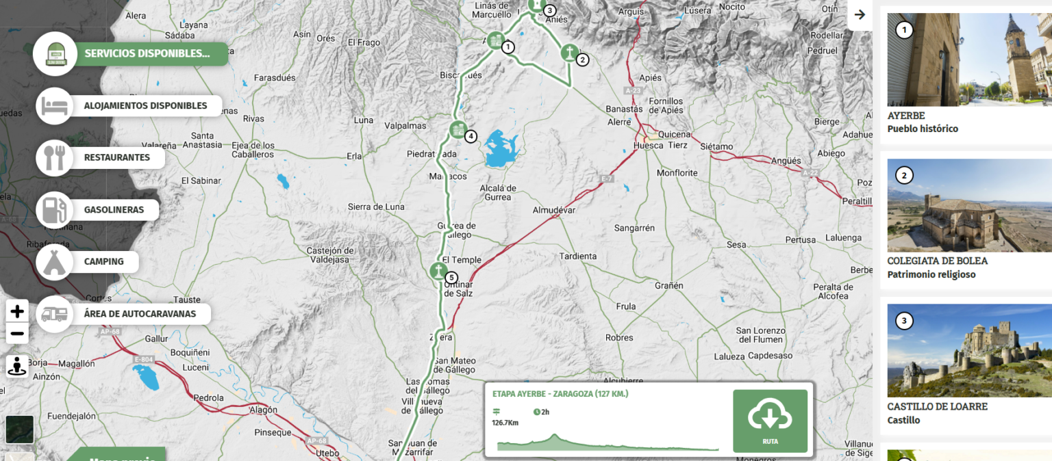 Mapas de rutas multietapa - Slow Driving Aragón - Boldest